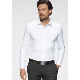 Langarmhemd OLYMP "Luxor 24/Seven modern fit Jerseyshirt", Herren, Gr. 40, N-Gr, wei&szlig;, Jersey, Obermaterial: 92% Baumwolle, 8% Elasthan, unifarben, Hemden, mit geruchshemmenden Materialeigenschaften