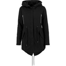 Parka Urban Classics "Urban Classics Damen Ladies Sherpa Lined Cotton Parka", Damen, Gr. 3XL, schwarz, 98% Baumwolle, 2% Elasthan, unifarben, normal, ohne Ausschnitt, Jacken Parka
