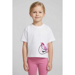 T-Shirt Nike Sportswear "NKG MOVE WITH NATURE BOXY SS T", M&auml;dchen, Gr. 122 (7), wei&szlig;, Obermaterial: 60% Baumwolle, 40% Polyester, normal, Rundhals, Shirts T-Shirt, f&uuml;r Kinder, sportlicher Stil, Rundhalsausschnitt