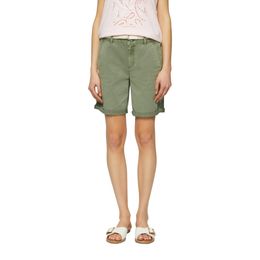 Chinoshorts s.Oliver, Damen, Gr. 36, N-Gr, gr&uuml;n (shadow khaki), Obermaterial: 98% Baumwolle, 2% Elasthan, unifarben, regular fit kniefrei, Hosen Chinoshorts, Sommerhose mit geflochtenem G&uuml;rtel