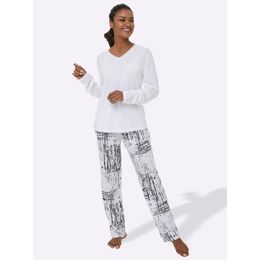 w&auml;schepur Schlafanzug W&Auml;SCHEPUR, Damen, Gr. 44/46, schwarz-wei&szlig; (wei&szlig;, schwarz), 50% Baumwolle, 50% Modal, Homewear-Sets Schlafanzug