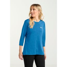 Funktionsshirt Jack Wolfskin "CROSSTRAIL 3/4 T W", Damen, Gr. XS, blau (skyblau), Obermaterial: 100% Polyester, Shirts Funktionsshirt