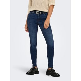Jacqueline de Yong Skinny-fit-Jeans JDY "JDYFINA MW SKINNY ANK JNS DB NOOS DNM", Damen, Gr. S (36), L&auml;nge 30, blau (dunkelblau denim), Denim/Jeans, Obermaterial: 98% Baumwolle, 2% Elasthan, unifarben, skinny fit, Jeans