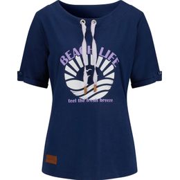 CR&Eacute;ATION L Damen Rundhalsshirt mit Druckmotiv marine-ecru-bedruckt Gr&ouml;&szlig;e 36