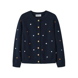 name it Strickjacke 'NMFTEART' M&auml;dchen Gr&ouml;&szlig;e 104 navy / hellblau / cognac / flieder