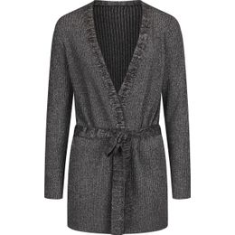 CR&Eacute;ATION L Damen Feinstrickjacke mit Ripp-Struktur, gl&auml;nzend graphit-silberfarben-meliert Gr&ouml;&szlig;e 36