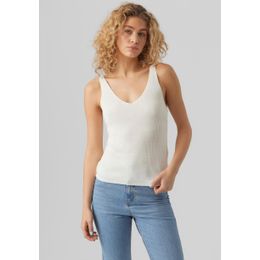 V&eacute;ro Moda Stricktop VERO MODA "VMNEWLEX SUN SL TOP GA NOOS", Damen, Gr. S, wei&szlig; (snow wei&szlig;), Strick, Obermaterial: 50% Viskose (LENZING&trade; ECOVERO&trade;), 25% Baumwolle, 25% Polyacryl, figurbetont h&uuml;ftlang, V-Ausschnitt, Tops Stricktop