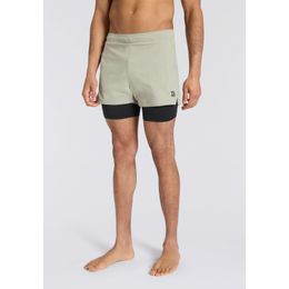 Badeshorts HUGO UNDERWEAR "ACTIVE SWIM SHORTS", Herren, Gr. XXL (56), N-Gr, dunkelgr&uuml;n 306, Web, Elasthan, Polyester, mehrfarbig, Badehosen Badeshorts, 2-in-1, mit integrierter Leggings