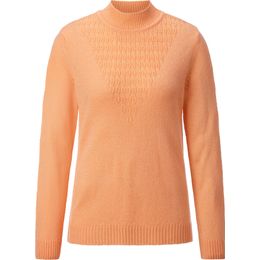 CR&Eacute;ATION L Damen Boucl&eacute;-Pullover mit Rippenb&uuml;ndchen apricot Gr&ouml;&szlig;e 38