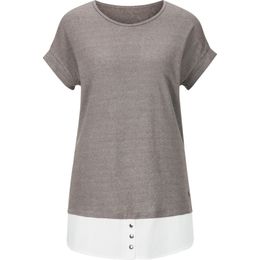CREATION L PREMIUM Damen Kurzarmshirt im Leinen-Viskose-Mix taupe-ecru Gr&ouml;&szlig;e 40
