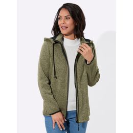 Fleecejacke Casual Looks, Damen, Gr. 42, gr&uuml;n (schilf, meliert), 100% Polyester, meliert, Jacken Fleecejacke