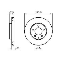 Bosch Bremsscheibe 0 986 479 034 vorne rechts links bel&uuml;ftet 274mm f&uuml;r MAZDA GF3Y3325X GF3Y3325XA G25Y3325XA