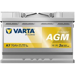 Varta Starterbatterie DYNAMIC AGM 12 V, 70 Ah, 760 A 570901076K262 12V 70Ah 760A f&uuml;r VW PEUGEOT LAND ROVER LAMBORGHINI AUDI TOYOTA GAC DAF MERCEDES-BE