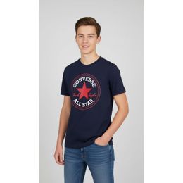 Kurzarmshirt Converse "f&uuml;r Kinder", Jungen, Gr. 104, obsidian, enamel rot, Stoff, Obermaterial: 100% Baumwolle, bedruckt, unifarben, normal, Rundhals, eingesetzt abgesteppt, Shirts, Kurzarm, sportlicher Stil, mit Logodruck, elastisches Material