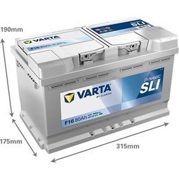 Varta Starterbatterie DYNAMIC SLI 12 V, 80 Ah, 740 A 580400074K262 12V 80Ah 740A f&uuml;r VW LAND ROVER TOYOTA AUDI JAGUAR VOLVO OPEL BMW GREAT WALL HYUNDA