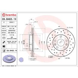 Brembo Bremsscheibe 09.B463.1X vorne rechts links Gelocht 269mm f&uuml;r RENAULT DACIA NISSAN 4020600Q1A 4020600Q0M 402066300R