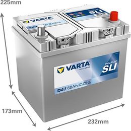 Varta Starterbatterie DYNAMIC SLI 12 V, 60 Ah, 540 A 560410054K262 12V 60Ah 540A f&uuml;r MITSUBISHI SUZUKI PEUGEOT FIAT / LANCIA TOYOTA SUBARU BYD JAC NIS