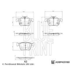 Blue Print Bremsbelagsatz, Scheibenbremse ADBP420180 hinten rechts links f&uuml;r ROEWE (SAIC) MG 11306733 11223145 11682165