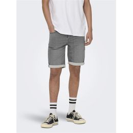 Only & Sons Jeansshorts ONLY & SONS "ONSPLY LIGHT BLUE 5189 SHORTS DNM NOOS", Herren, Gr. XL, N-Gr, grau (grau denim), Denim/Jeans, Obermaterial: 72% Baumwolle, 26% Polyester, 2% Elasthan, unifarben, Basic schmal, Jeans Jeansshorts