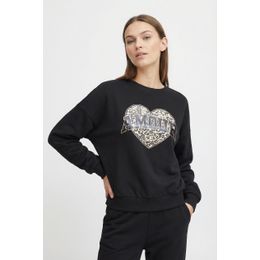 Sweatshirt Only "ONLLAUREN L/S LEO O-NECK CC SWT", Damen, Gr. L, schwarz print:amour, lau leo, Sweatware, Obermaterial: 60% Baumwolle, 40% Polyester, regular fit h&uuml;ftlang, Rundhals, Rippb&uuml;ndchen, Sweatshirts Sweatshirt