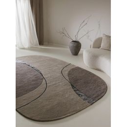 benuta Pure Wollteppich Shape Taupe 160x230 cm - Naturfaserteppich aus Wolle