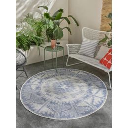 benuta Nest In- & Outdoor-Teppich Rund Bronco Dunkelblau &oslash; 200 cm - Teppich f&uuml;r Balkon, Terrasse & Garten