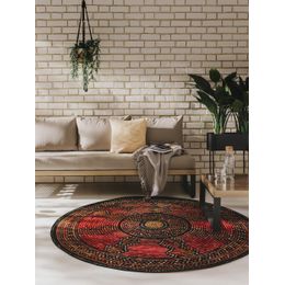 benuta Nest In- & Outdoor-Teppich Rund Artis Rot &oslash; 160 cm - Teppich f&uuml;r Balkon, Terrasse & Garten