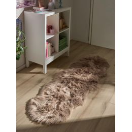 benuta Pop Waschbarer Hochflor Shaggyteppich Nanuk Beige 60x180 cm - Bettvorleger f&uuml;r Schlafzimmer