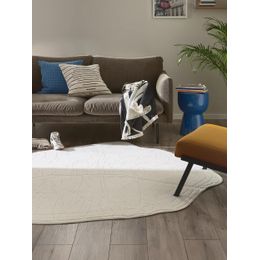 benuta Pop Waschbarer Kurzflor Teppich Pam Cream 160x200 cm - Moderner Kurzflor-Teppich f&uuml;r Wohnzimmer