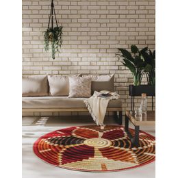 benuta Nest In- & Outdoor-Teppich Rund Kenya Multicolor &oslash; 160 cm - Teppich f&uuml;r Balkon, Terrasse & Garten