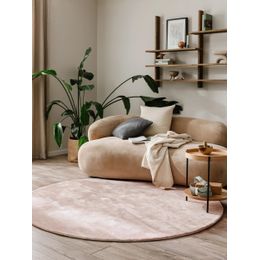 benuta Pure Viskoseteppich Nela Rosa &oslash; 120 cm - Moderner Kurzflor-Teppich f&uuml;r Wohnzimmer