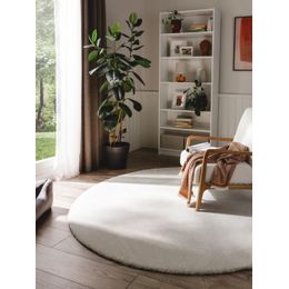 benuta Nest Waschbarer Hochflor Shaggyteppich Melvin Cream &oslash; 200 cm - Hochflor Teppich f&uuml;r Wohnzimmer