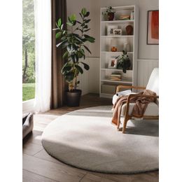 benuta Nest Waschbarer Hochflor Shaggyteppich Melvin Beige &oslash; 150 cm rund - Hochflor Teppich f&uuml;r Wohnzimmer