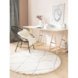 benuta Nest Hochflor Shaggyteppich Rund Benno Cream &oslash; 160 cm - Hochflor Teppich f&uuml;r Wohnzimmer