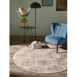 benuta Nest Waschbarer Kurzflor Teppich Milly Beige &oslash; 160 cm - Moderner Kurzflor-Teppich f&uuml;r Wohnzimmer