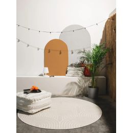 benuta Pop In- & Outdoor-Teppich Rund Mars Cream &oslash; 160 cm - Teppich f&uuml;r Balkon, Terrasse & Garten