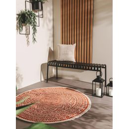 benuta Nest In- & Outdoor-Teppich Cleo Orange &oslash; 120 cm - Teppich f&uuml;r Balkon, Terrasse & Garten