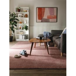 benuta Nest Waschbarer Hochflor Shaggyteppich Melvin Rosa 140x200 cm - Hochflor Teppich f&uuml;r Wohnzimmer