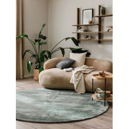 benuta Pure Viskoseteppich Nela Hellgr&uuml;n &oslash; 160 cm - Moderner Kurzflor-Teppich f&uuml;r Wohnzimmer