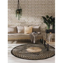 benuta Nest In- & Outdoor-Teppich Artis Schwarz &oslash; 160 cm - Teppich f&uuml;r Balkon, Terrasse & Garten