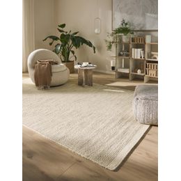 benuta Pure Wollteppich Rocco Cream 70x140 cm - Naturfaserteppich aus Wolle