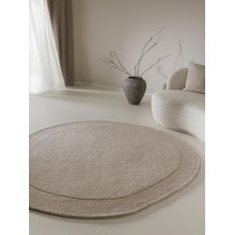 benuta Pure Wollteppich Shape Cream &oslash; 200 cm - Naturfaserteppich aus Wolle