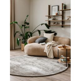 benuta Pure Viskoseteppich Nela Grau &oslash; 160 cm - Moderner Kurzflor-Teppich f&uuml;r Wohnzimmer