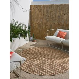 benuta Nest In- & Outdoor-Teppich Rund Agra Beige/Multicolor &oslash; 160 cm - Teppich f&uuml;r Balkon, Terrasse & Garten