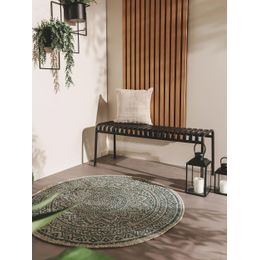benuta Nest In- & Outdoor-Teppich Rund Cleo Beige/Blau &oslash; 120 cm - Teppich f&uuml;r Balkon, Terrasse & Garten