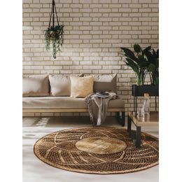 benuta Nest In- & Outdoor-Teppich Rund Artis Gold &oslash; 160 cm - Teppich f&uuml;r Balkon, Terrasse & Garten