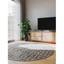 benuta Basic Kurzflor Teppich Leo Hellgrau &oslash; 160 cm - Moderner Kurzflor-Teppich f&uuml;r Wohnzimmer