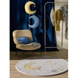 Lytte Kinderteppich Alex Grau &oslash; 120 cm - Kinderteppich mit Sternen