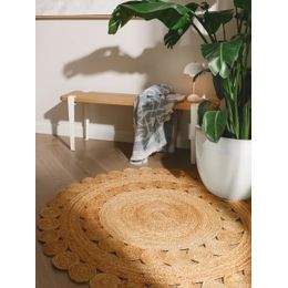 benuta Pure Juteteppich Jutta Hellbraun &oslash; 120 cm - Naturfaserteppich aus Jute