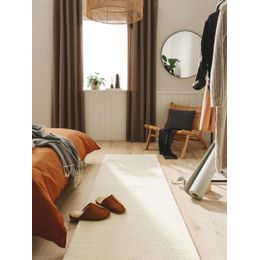 benuta Pure Wollteppich L&auml;ufer f&uuml;r Flur Berber Cream 80x250 cm - Naturfaserteppich aus Wolle